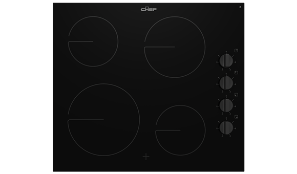60cm 4 zone ceramic cooktop (CHC642BB) - Chef Australia
