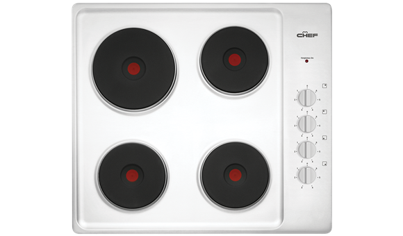 60cm 4 zone electric solid cooktop, stainless (CHS642SB) - Chef Australia