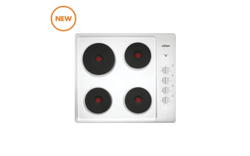 60cm 4 zone electric solid cooktop, stainless (CHS642SB) - Chef Australia